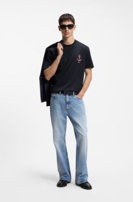 HUGO cotton-jersey t-shirt with sailing artwork